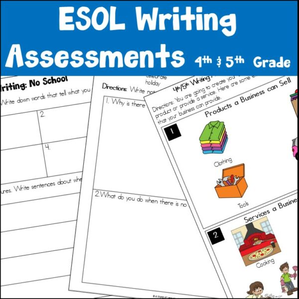 ESL Writing Assessments 4th and 5th Grade Print and Digital | Made By ...