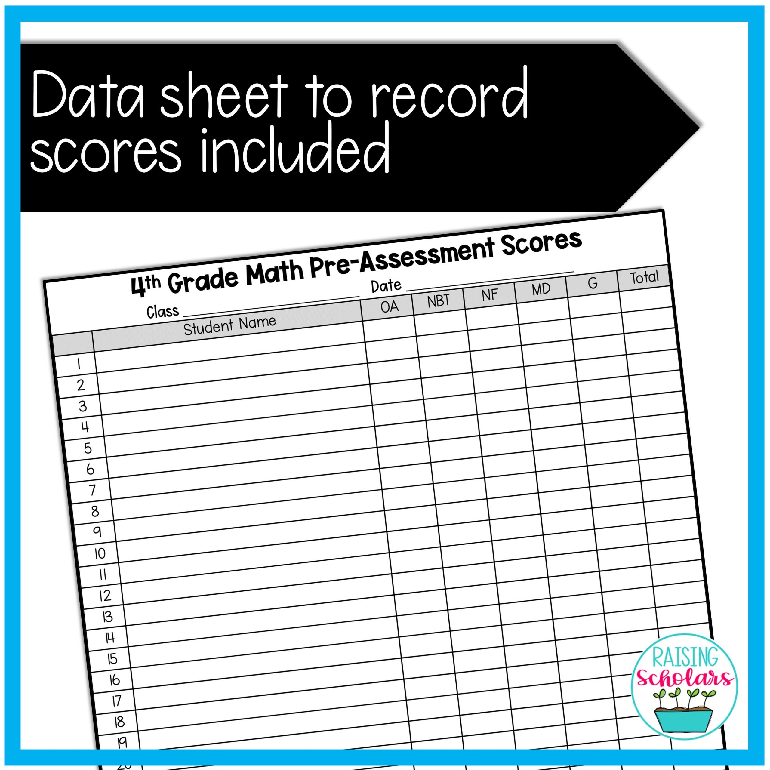 Beginning of Year 4th Grade Math Pre-Assessment Pretest | Made By Teachers