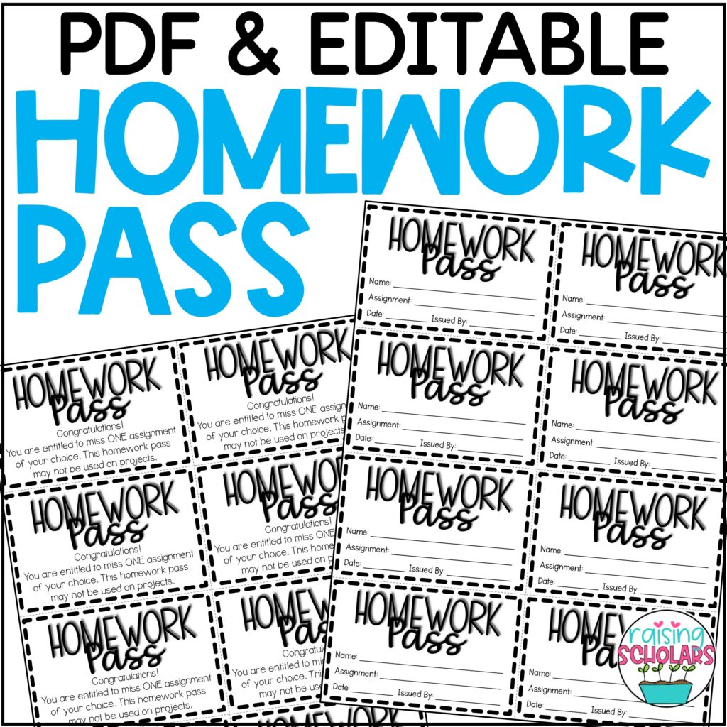 Homework Pass EDITABLE | Made By Teachers