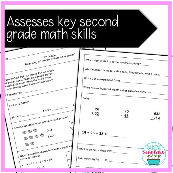 Beginning of Year 3rd Grade Math Pre-Assessment Pretest | Made By Teachers