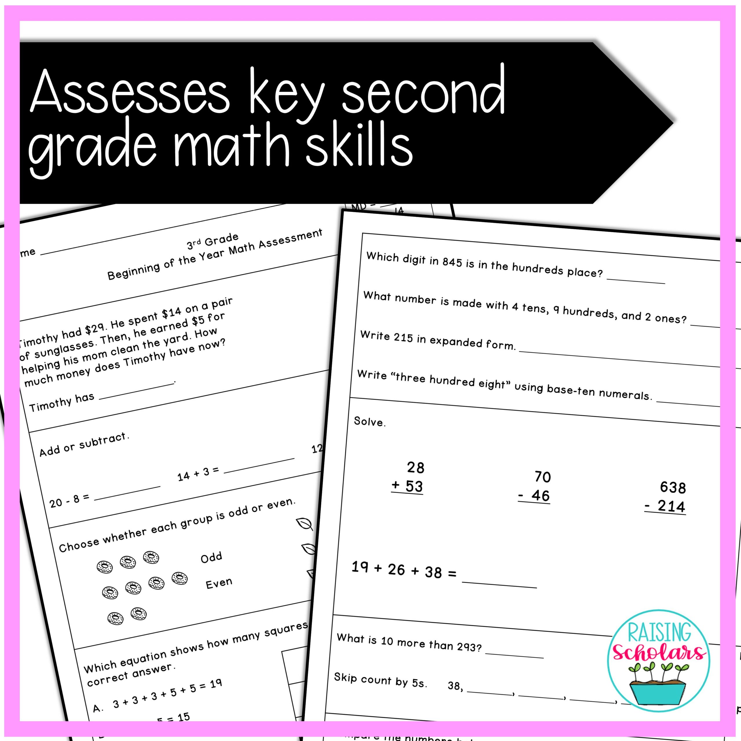 Beginning of Year 3rd Grade Math Pre-Assessment Pretest | Made By Teachers