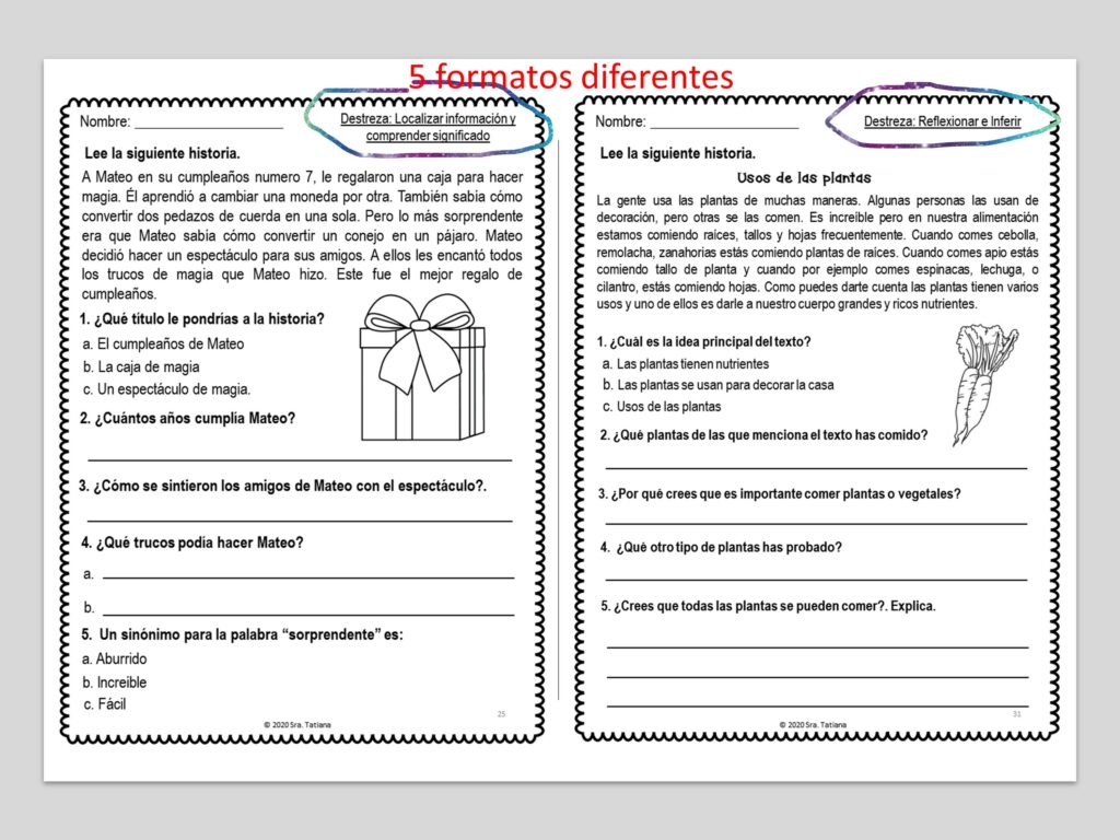 Reading Comprehension Skills in Spanish | Comprensión de Lectura por ...