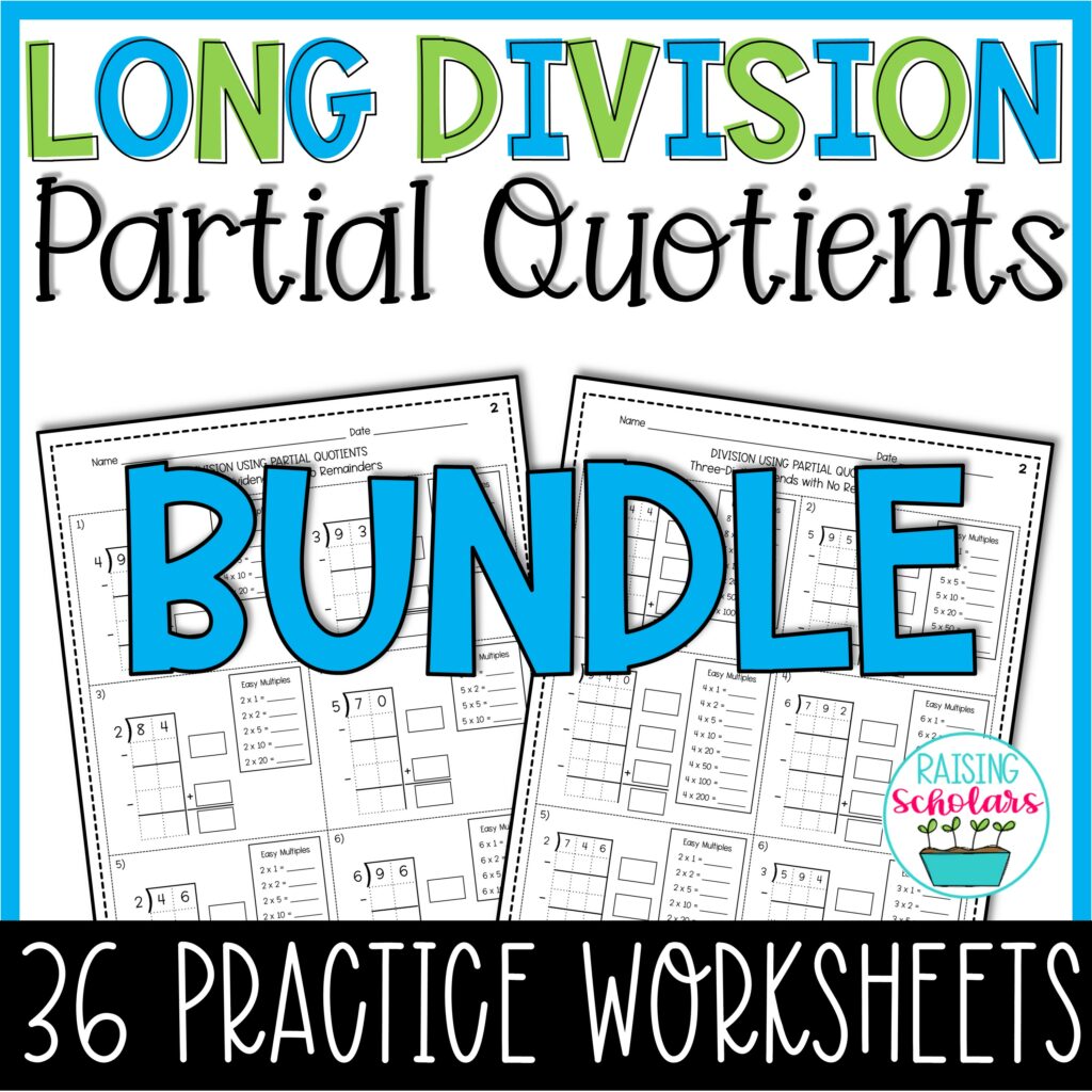 Long Division Partial Quotients BUNDLE 4th Grade | Made By Teachers