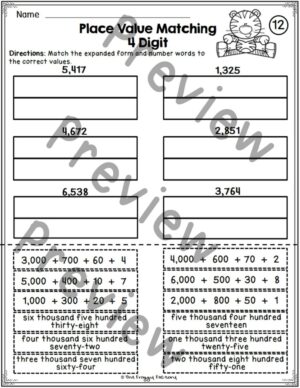Place Value Worksheets 4 Digit Place Value | Made By Teachers