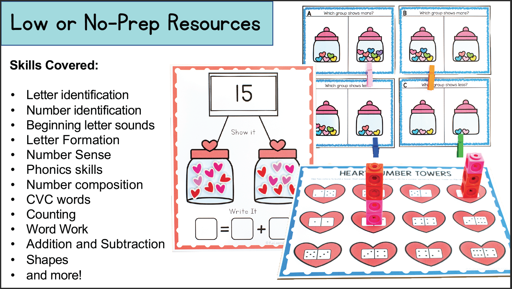Valentine's Day Math & Literacy Centers for Preschool, Pre-K ...