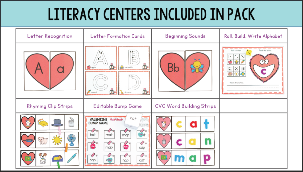 Valentine's Day Math & Literacy Centers for Preschool, Pre-K ...