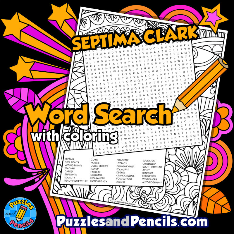 Septima Clark Word Search Puzzle Activity | Black History Month ...