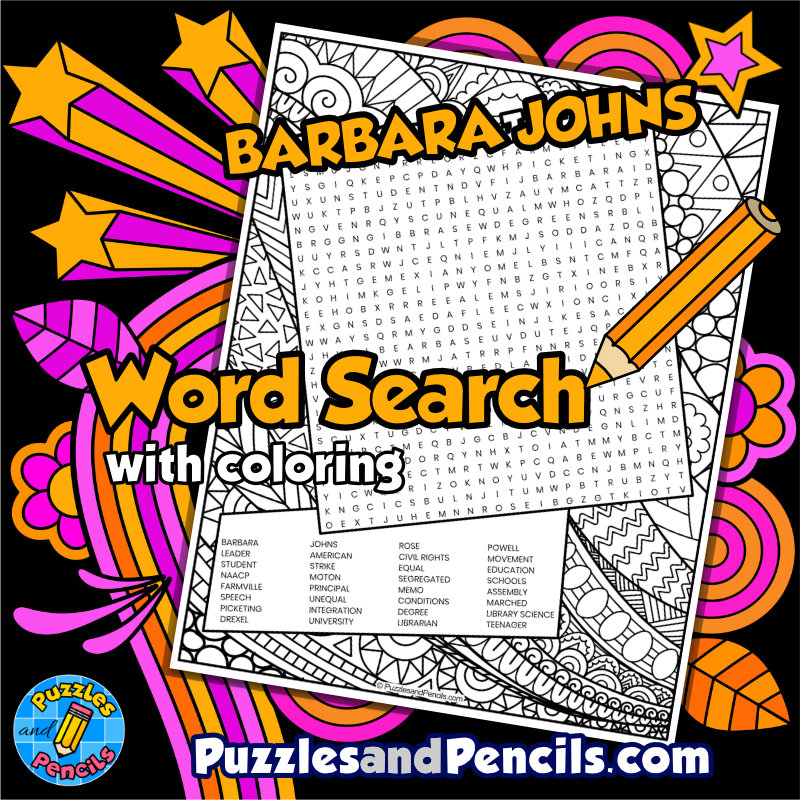 Barbara Johns Word Search Puzzle Activity | Black History Month ...