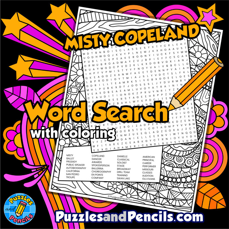 Misty Copeland Word Search Puzzle Activity | Black History Month ...