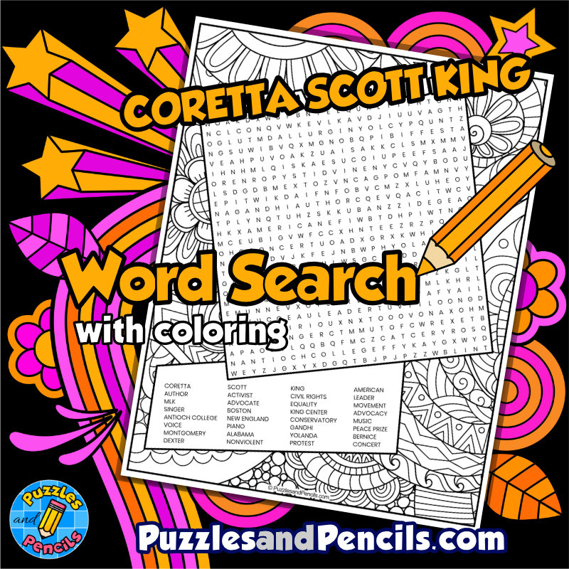 Coretta Scott King Word Search Puzzle Activity | Black History Month ...