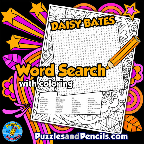Daisy Bates Word Search Puzzle Activity | Black History Month ...