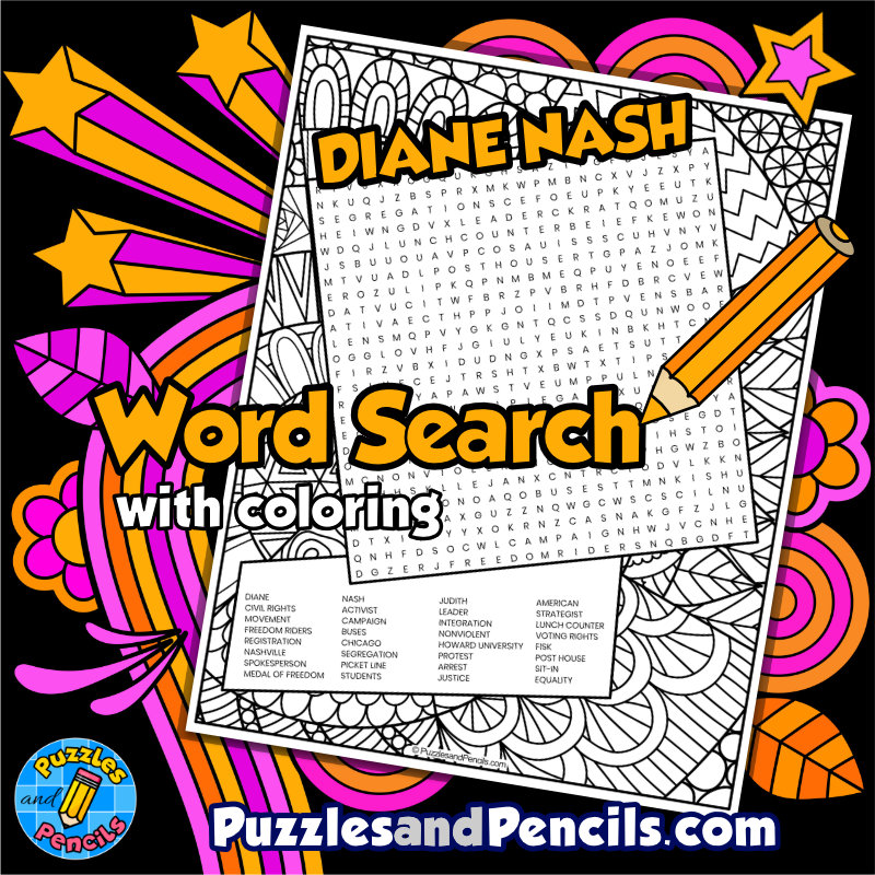 Diane Nash Word Search Puzzle Activity | Black History Month Wordsearch ...