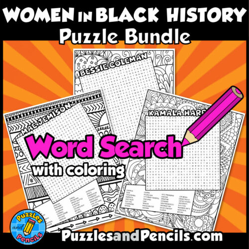 Women in Black History Word Search Puzzle Activity Page BUNDLE | 20 ...