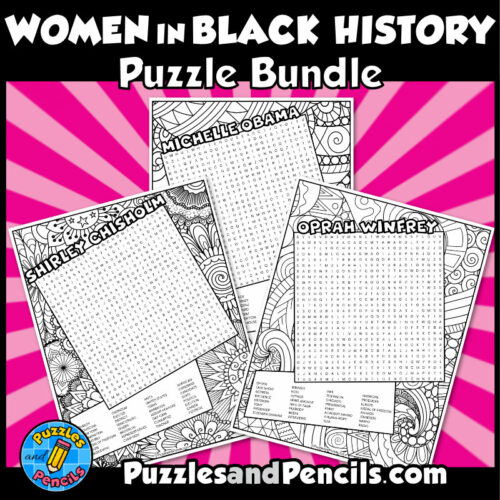 Women in Black History Word Search Puzzle Activity Page BUNDLE | 20 ...
