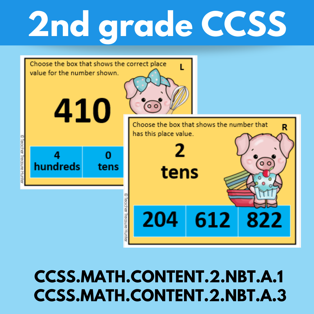 Math task cards for place value review or self-check print and go math ...