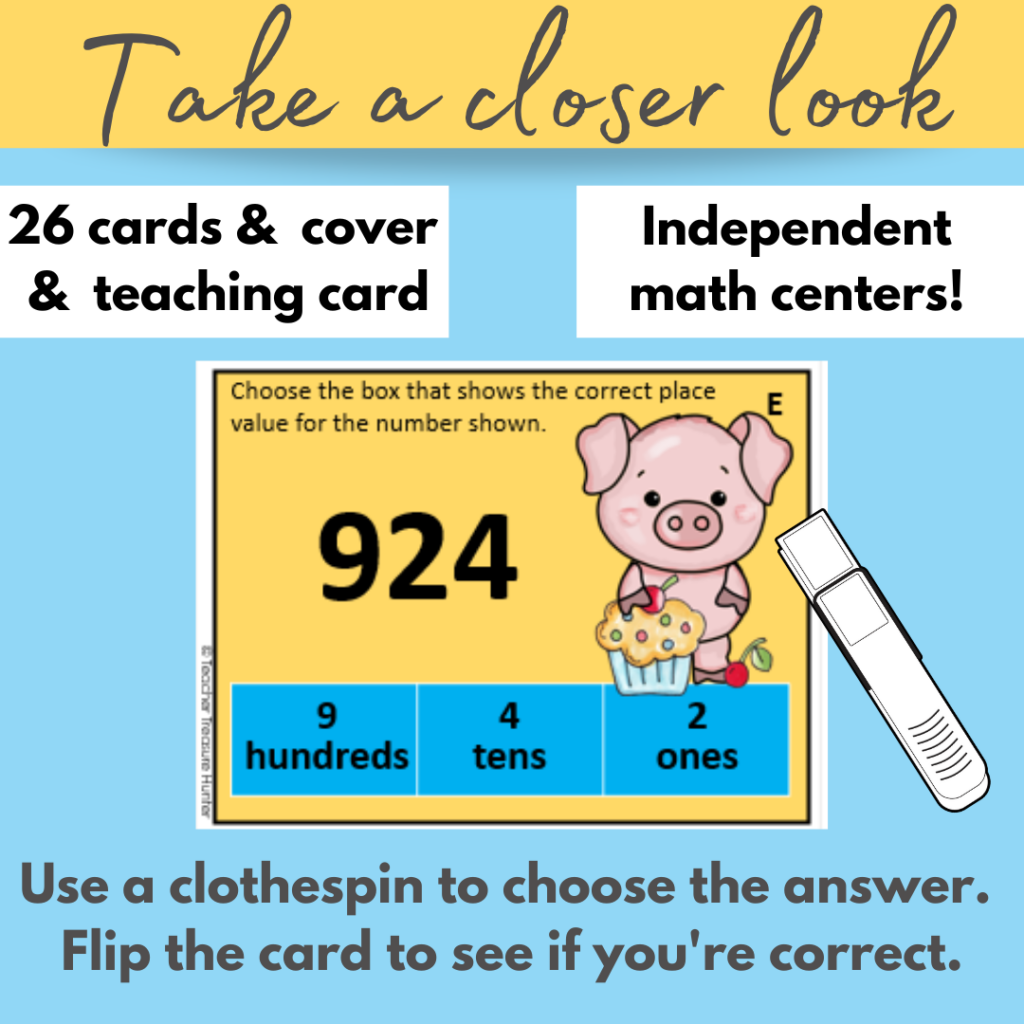 Math task cards for place value review or self-check print and go math ...