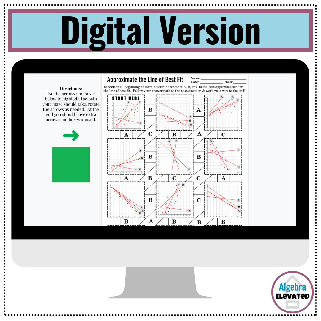 Scatterplot Line of Best Fit Maze Activity | Made By Teachers