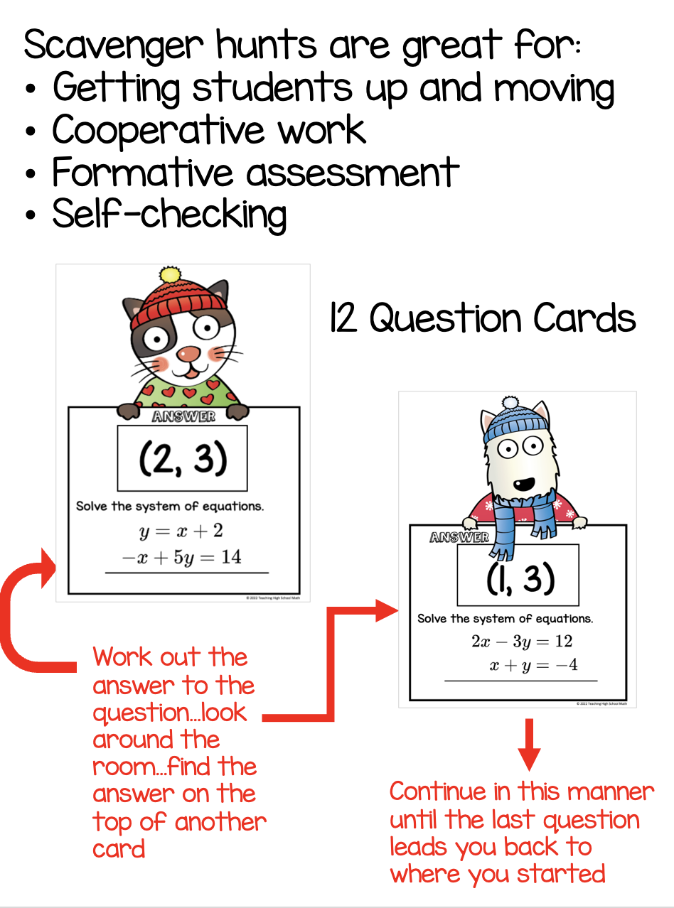 Algebra Solving Systems of Equations Scavenger Hunt | Made By Teachers