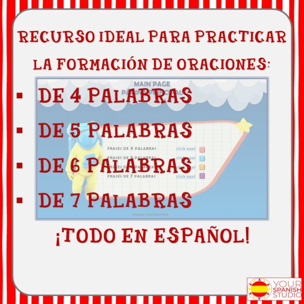 Build correct Spanish sentences Self-checking game no prep 4 levels ...