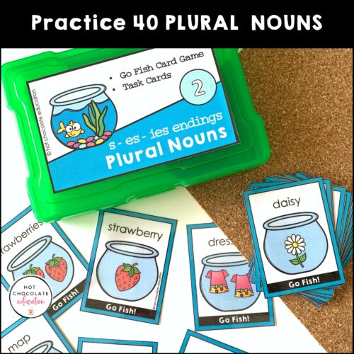 Plural Noun Go Fish Card Game | Task Cards : Add s, es, ies endings ...