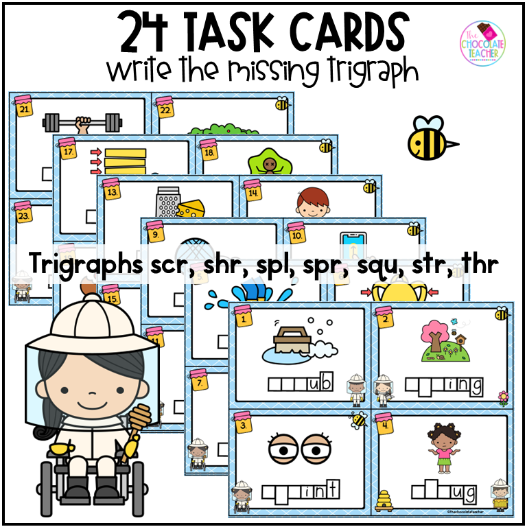 3 Letter Blends - Trigraphs - Phonics - Write the Room | Made By Teachers