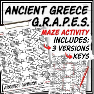 Ancient Greece G.R.A.P.E.S. Maze Activity & Reference Sheet | Made By ...