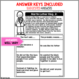 Free Making Inferences Martin Luther King, Jr. Passage Reading ...