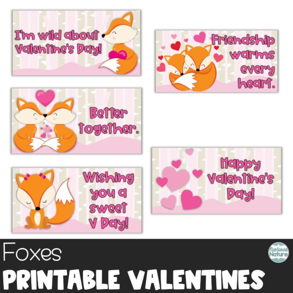 Fox Printable Valentine’s Day Cards for Students Class Exchange | Made ...