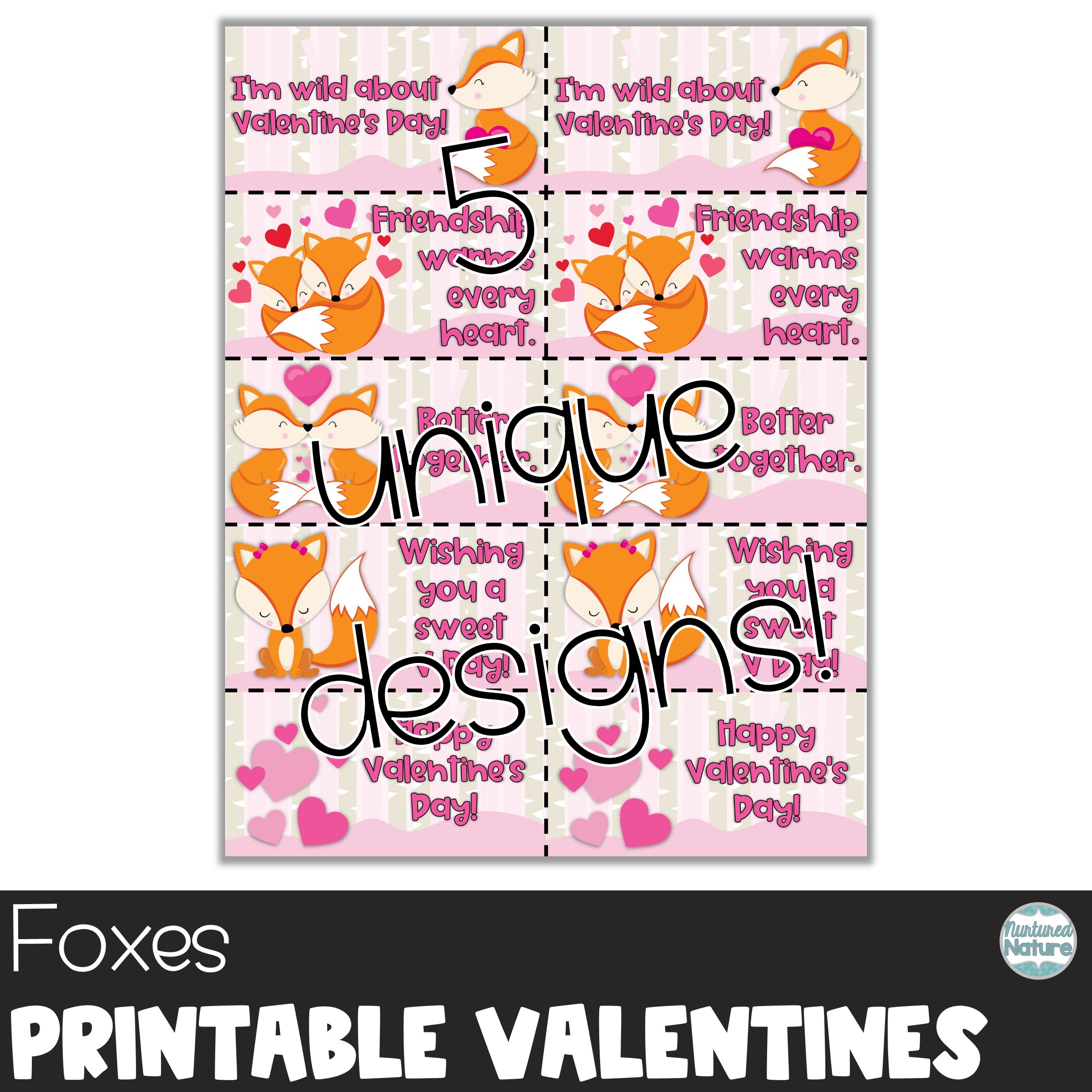 Fox Printable Valentine’s Day Cards for Students Class Exchange | Made ...