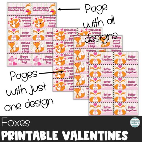 Fox Printable Valentine’s Day Cards for Students Class Exchange | Made ...