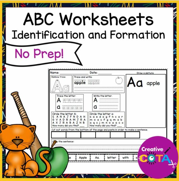 No Prep ABC Worksheets Handwriting Practice | Made By Teachers