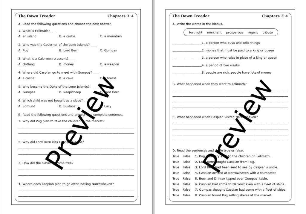 C. S. Lewis "The Voyage of the Dawn Treader" worksheets | Made By Teachers