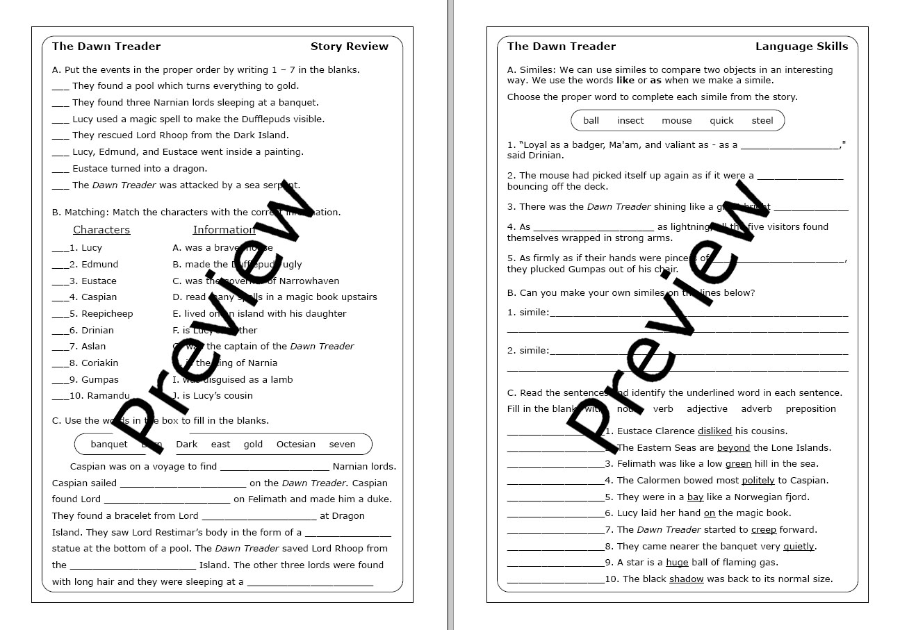 C. S. Lewis "The Voyage of the Dawn Treader" worksheets | Made By Teachers