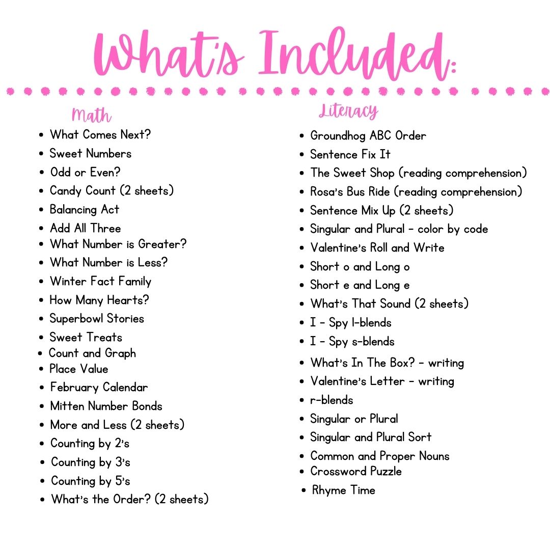 February NO PREP Math & Literacy (First Grade) | Made By Teachers