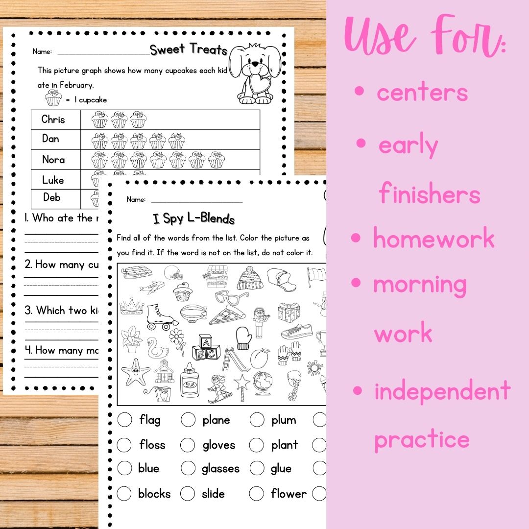 February NO PREP Math & Literacy (First Grade) | Made By Teachers