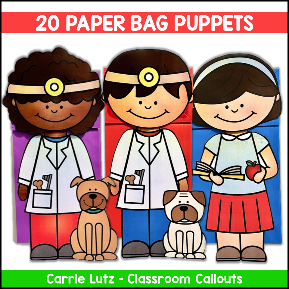 Community Helpers Crafts / Puppets - Boys and Girls for each Job | Made ...