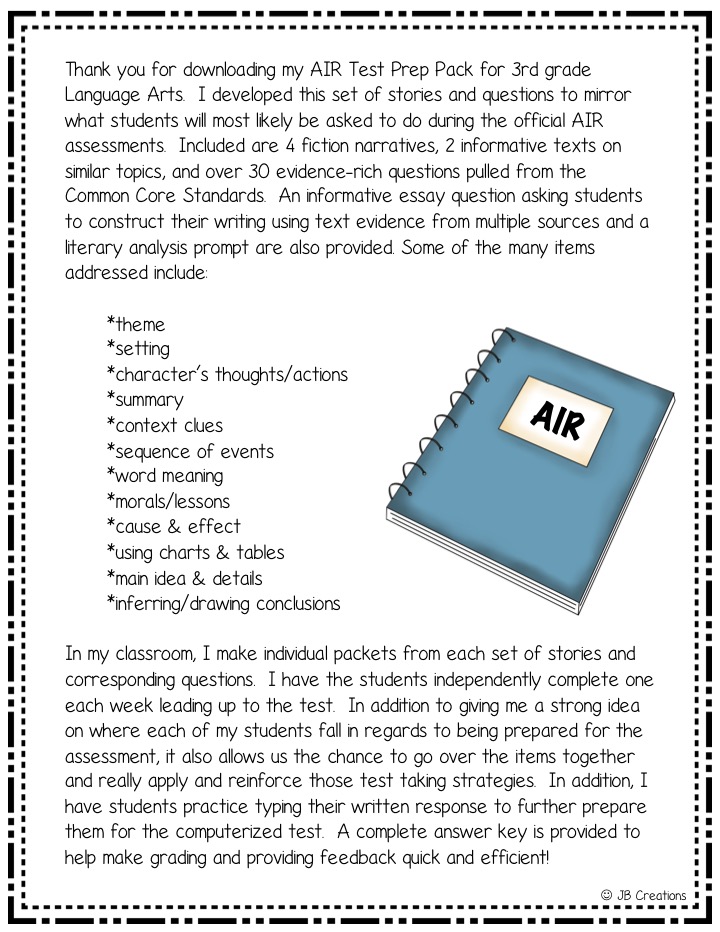 3rd Grade Language Arts State Test Prep Packet | Made By Teachers