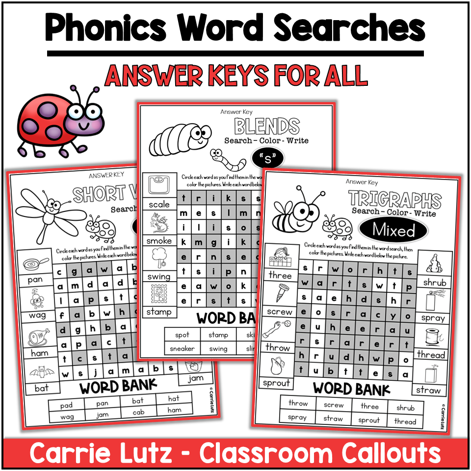 First Grade Phonics Word Searches | Made By Teachers