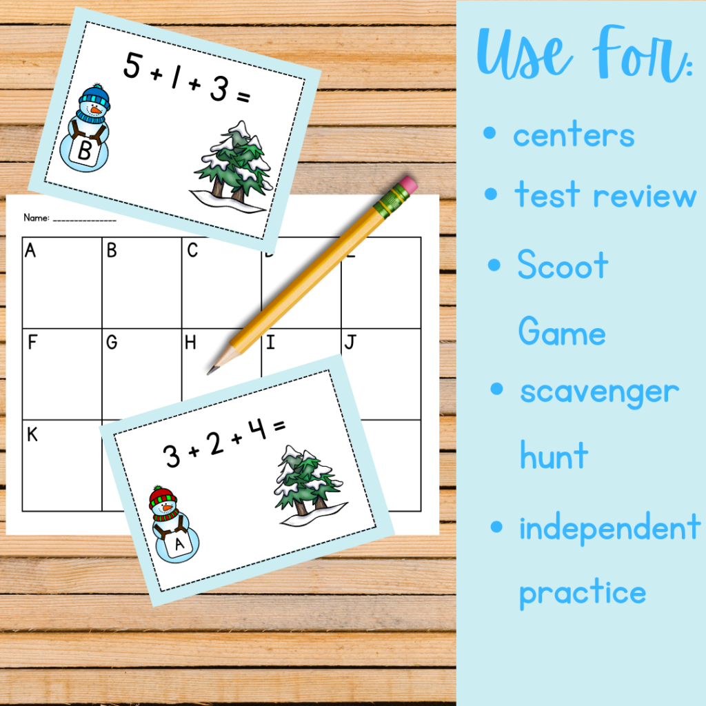 Addition with 3 Addends Task Cards (Scoot Game) | Made By Teachers