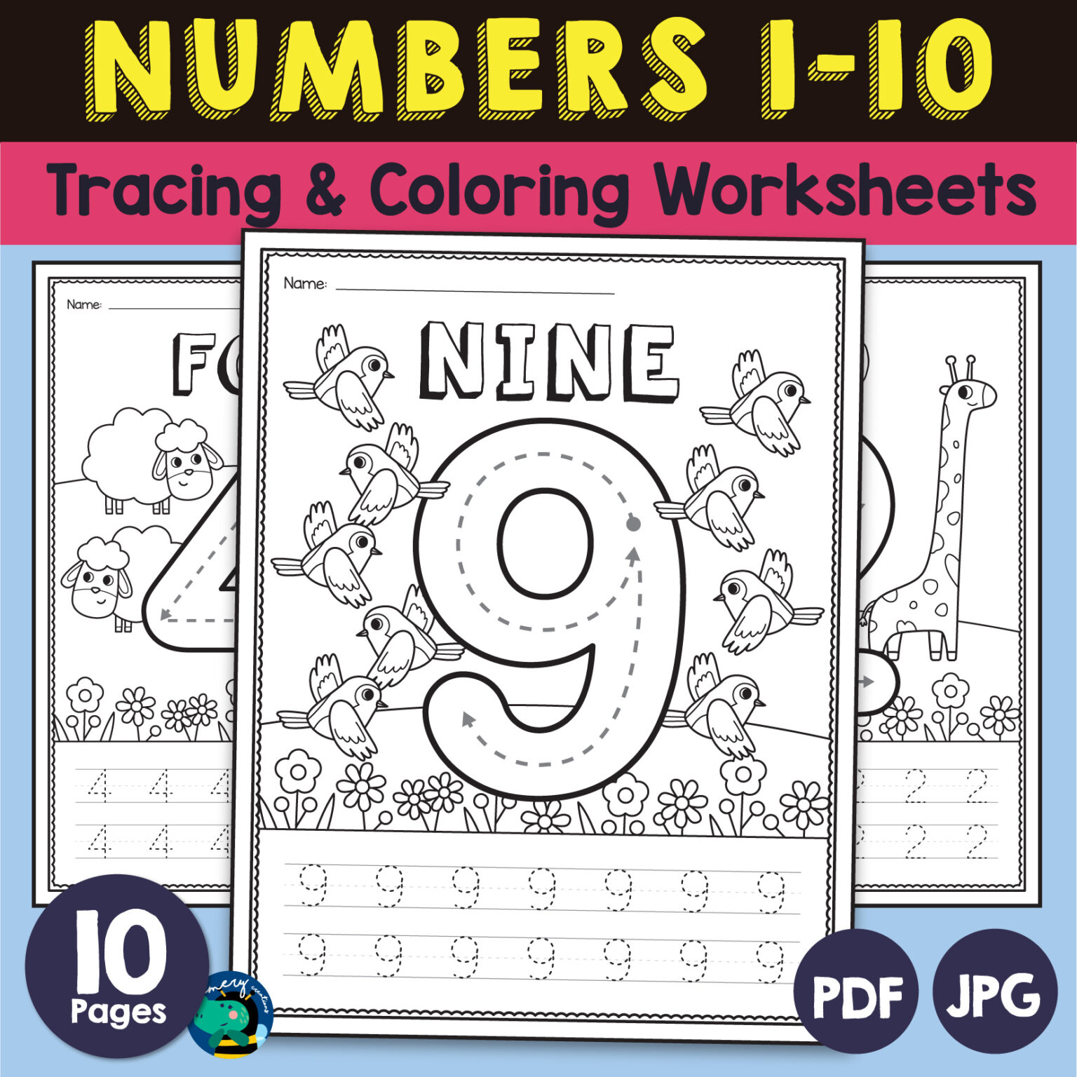 Preschool Numbers 1-10 Worksheets | Tracing and Coloring | No-Prep ...