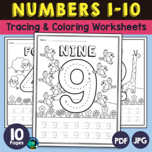 Preschool Numbers 1-10 Worksheets | Tracing and Coloring | No-Prep ...