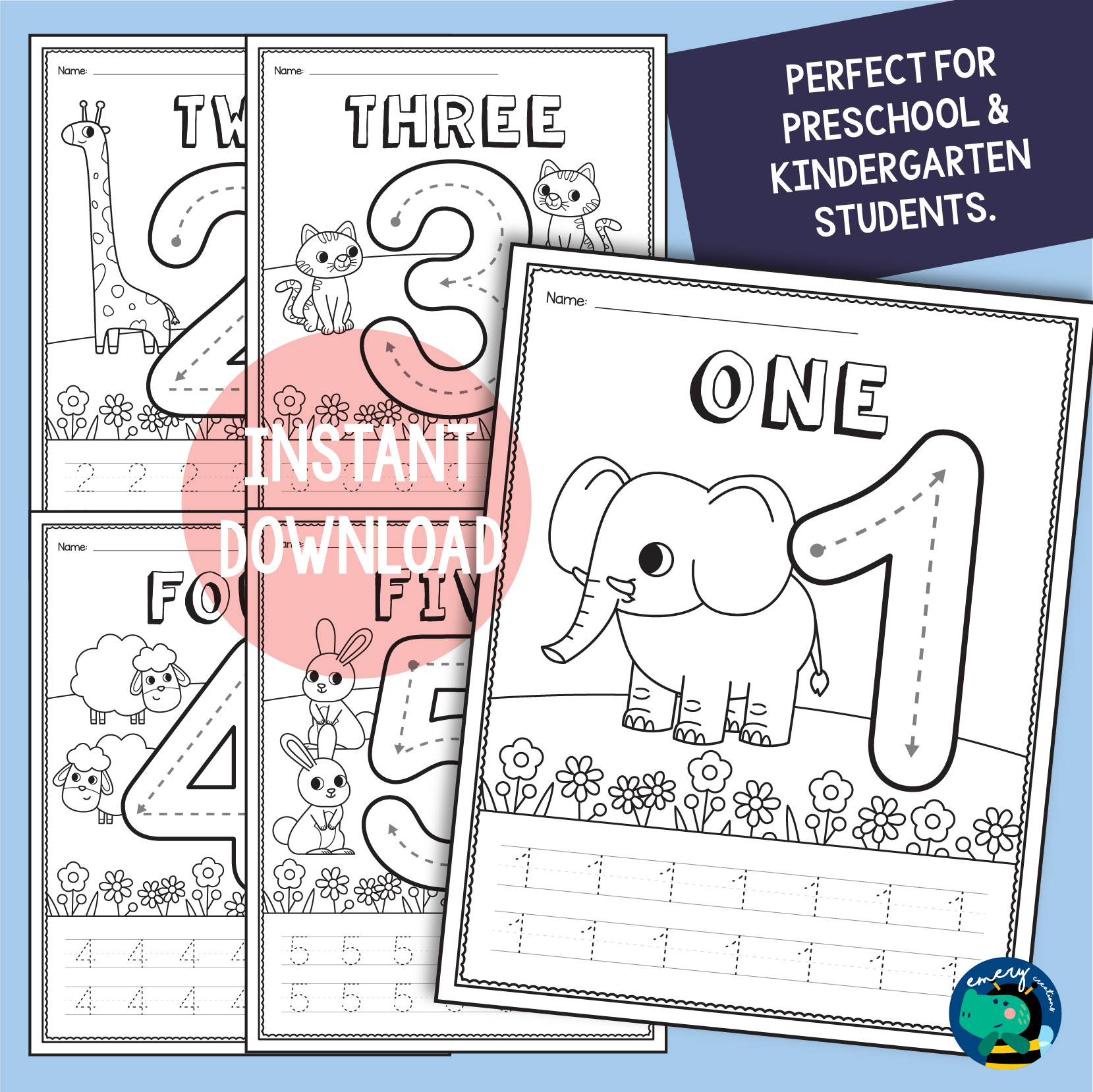 Preschool Numbers 1-10 Worksheets | Tracing and Coloring | No-Prep ...