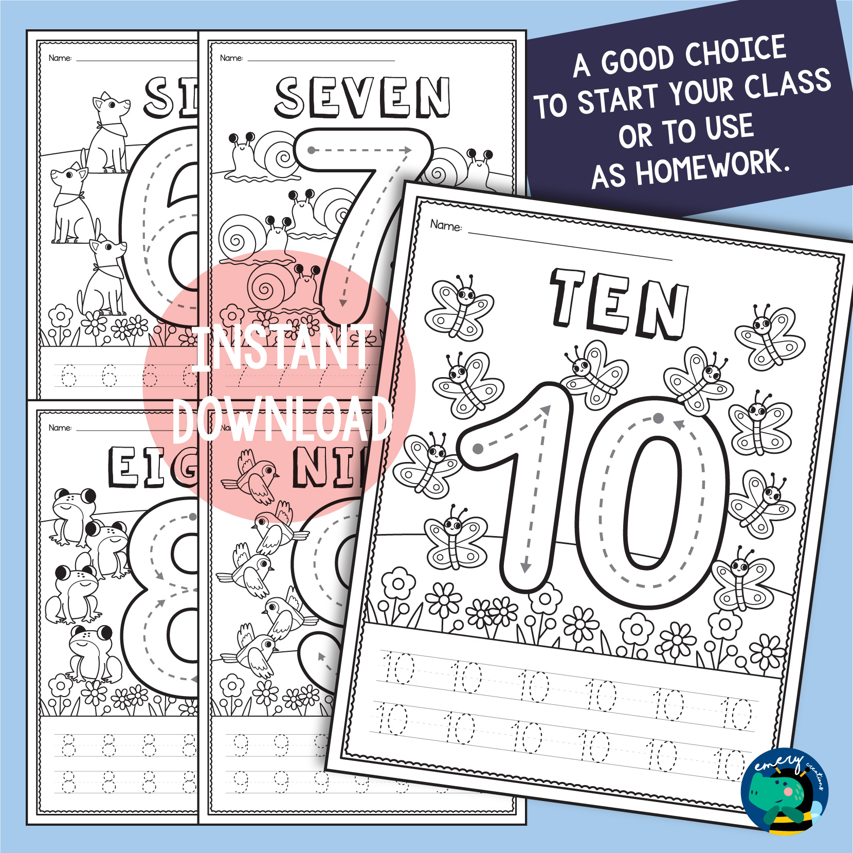 Preschool Numbers 1-10 Worksheets | Tracing and Coloring | No-Prep ...