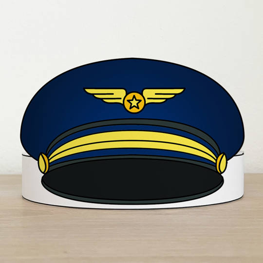 Pilot Cap Airline Paper Crown Career Day Printable Coloring Craft ...