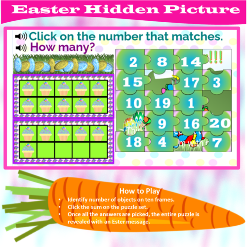 Easter Subitizing with Ten Frames Hidden Picture Number Sense 1-20 Boom ...