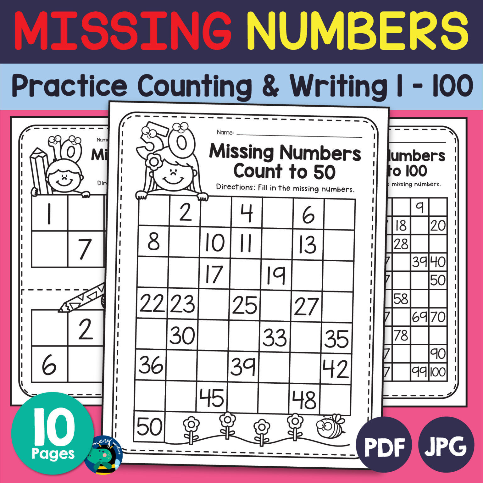 Fill in the Missing Numbers | Practice Counting & Writing 1-100 ...