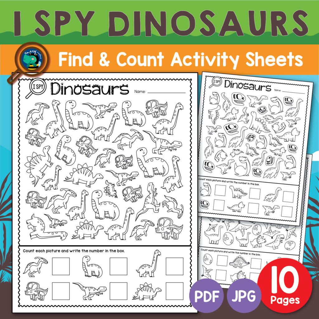 I Spy Dinosaurs | Find and Count Activity Sheets | Printable Game ...