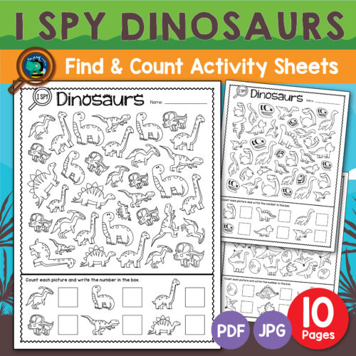 I Spy Dinosaurs | Find and Count Activity Sheets | Printable Game ...