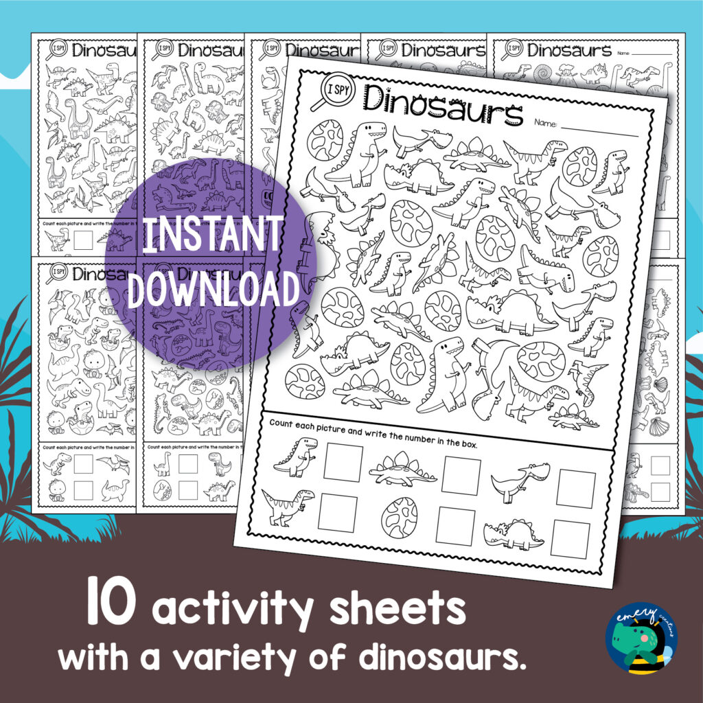 I Spy Dinosaurs | Find and Count Activity Sheets | Printable Game ...