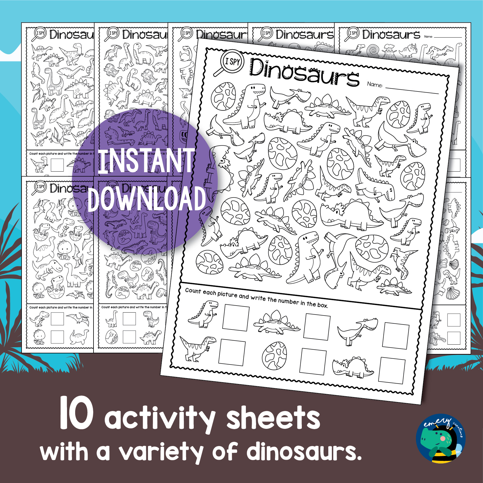 I Spy Dinosaurs | Find and Count Activity Sheets | Printable Game ...